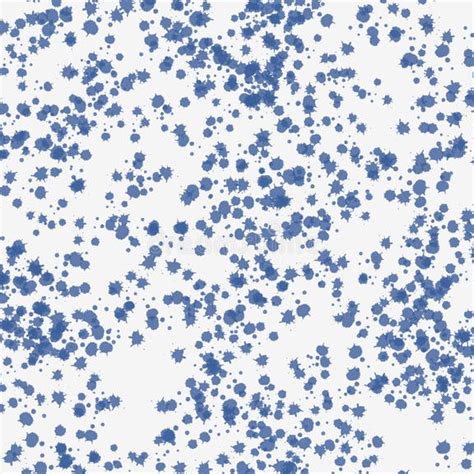 Seamless Simple Cute Pattern From Blue Blots On White Background