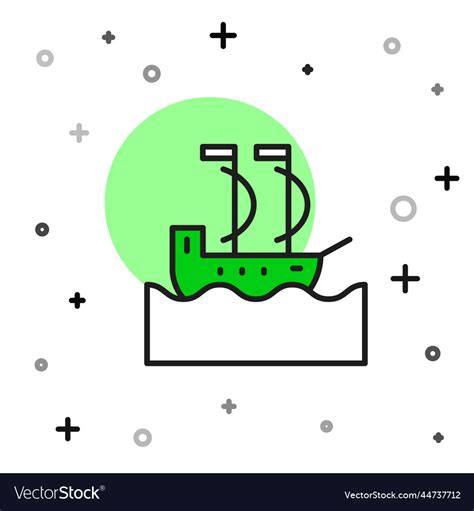 Filled Outline Sailboat Or Sailing Ship Icon Vector Image