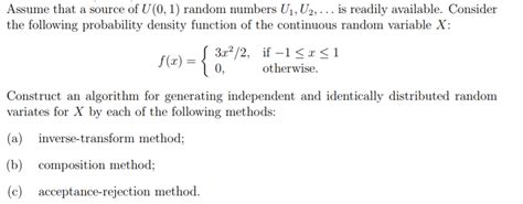 Assume That A Source Of U0 1 Random Numbers U1