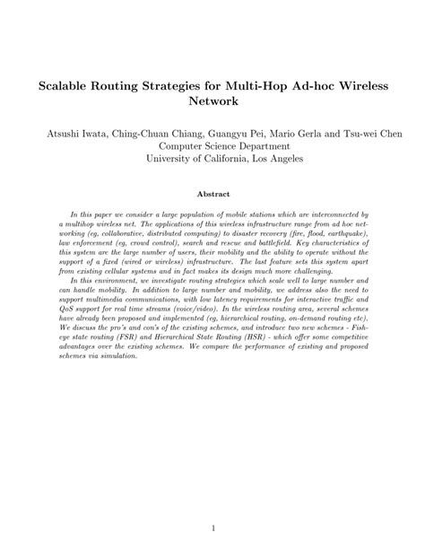 Pdf Scalable Routing Strategies For Ad Hoc Wireless Networks