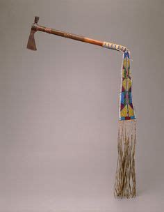 Pipe Tomahawk C 1870 Crow Wood Iron Copper Glass Beads Sinew