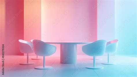 Conference Table Icon 3d Blender Pastel Color Abstract Background With Light Colour Palette