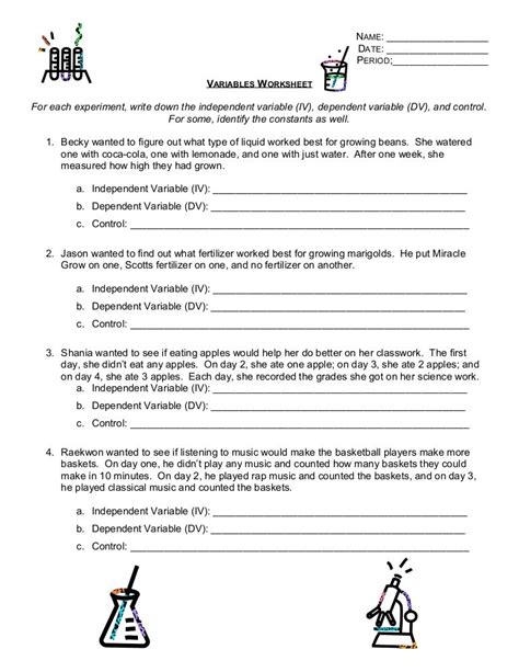 Identifying Variables Worksheet With Answers
