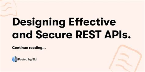 Designing Effective And Secure Rest Apis — Sid Buymeacoffee