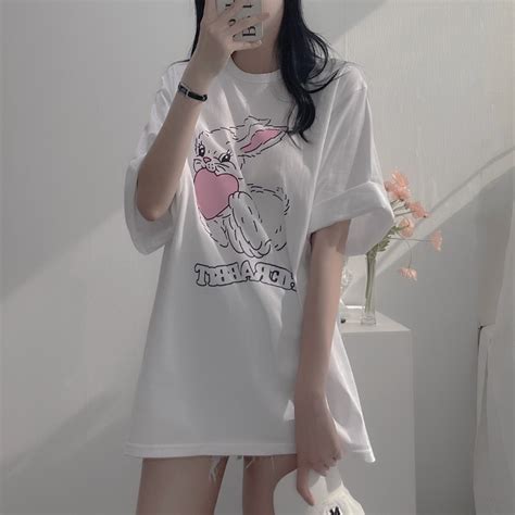 아이스크루 당일배송ෆ최저가빅사이즈 디토 버니 하트 토끼 반팔 루즈핏 박시 티셔츠 오버핏티셔츠 면티셔츠 레터링티셔츠 키치룩 하이틴 러블리 남녀공용 체형커버 뉴진스 Y2k