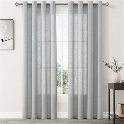 Light Grey Linen Curtains 84 Inches Long For Living Room