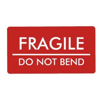 Fragile Do Not Bend Red Bold Mailing Label Zazzle