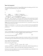 Monte Carlo Integration Docx Monte Carlo Integration We Can Extend The Monte Carlo Method To