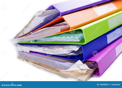 File Folder Binder Stack Of Multi Color On Table In Office Stock Image Image Of Elderly