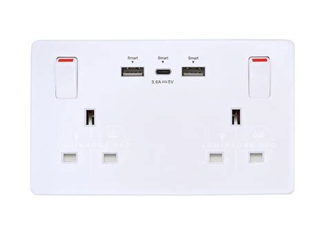 USB Type C Double Socket - 35W Max Fast Charging | Double Wall Fast ...