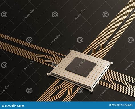 A Processor Microchip Interconnected Receiving And Sending Information Concept Of Technology