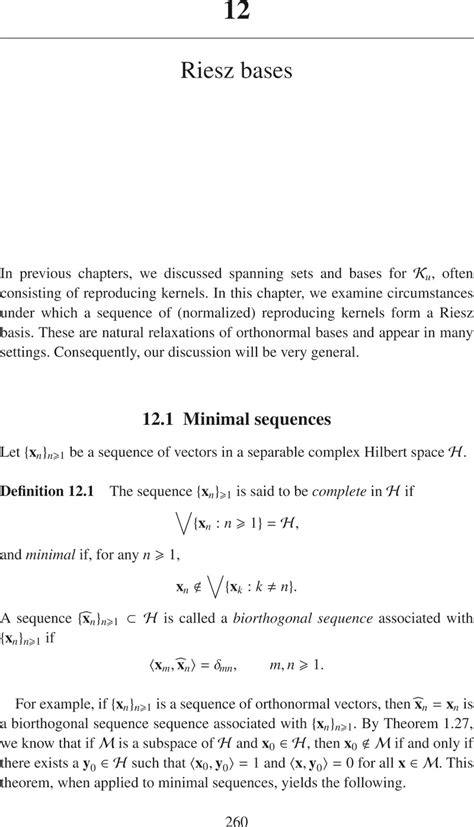 Riesz Bases Chapter 12 Introduction To Model Spaces And Their Operators
