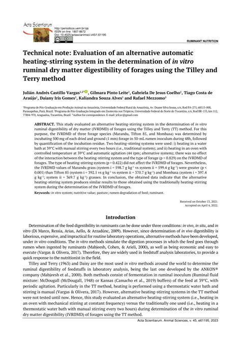 Pdf Technical Note Evaluation Of An Alternative Automatic Heating Stirring System In The