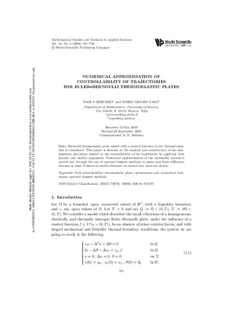 Pdf Numerical Approximation Of Controllability Of Trajectories For Euler Bernoulli