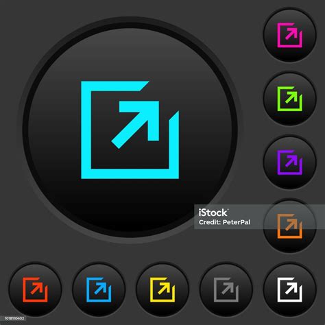 export with inner arrow dark push buttons with color icons stock