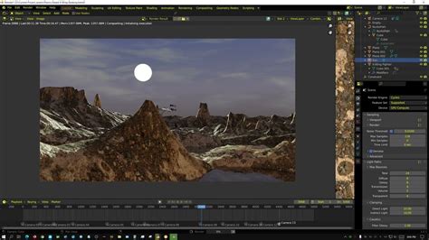 A Computer Screen With An Image Of Mountains And The Moon In The Sky Above It