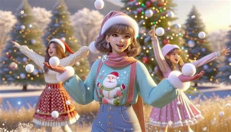 免费矢量 女聖誕老人的 3DCG 插圖圖像