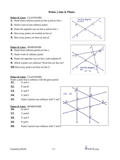 Points Lines Planes Collinear Coplanar Segments Rays Doc Template Pdffiller