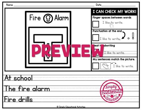 October Fire Safety Week Writing Prompt Activity Worksheet Packet