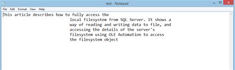 sql server how to write string to a text file inside an ms sql statement stack overflow