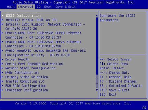 Bios Advanced Menu Selections Oracle® Server X7 2 Service Manual