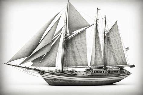 Vintage Sailing Boat Model Isolated In Clipping Path Stock Illustration