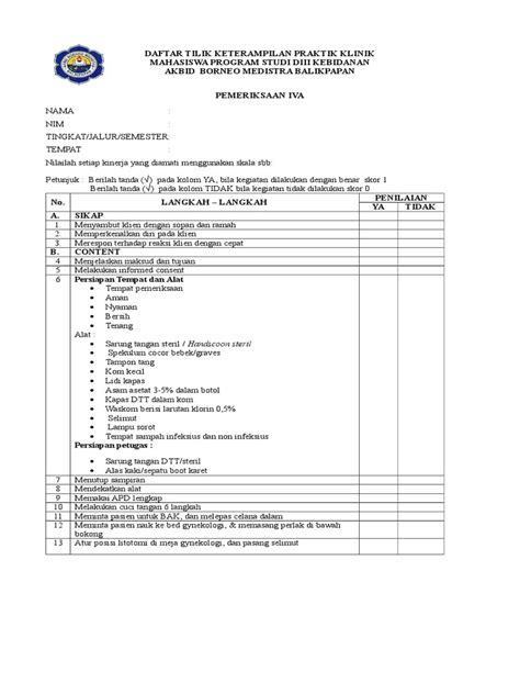 Checklist Pemeriksaan Iva Pdf