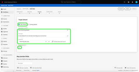 create an api streaming connection using the ui adobe experience