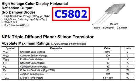 C5802 Vcbo1500v Npn Silicon Transistor