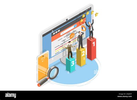 3d Isometric Flat Conceptual Illustration Of Seo Ranking Search Engine Optimization 3d