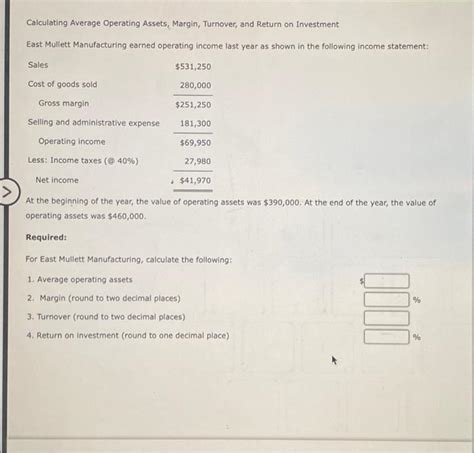 Solved Calculating Average Operating Assets Margin