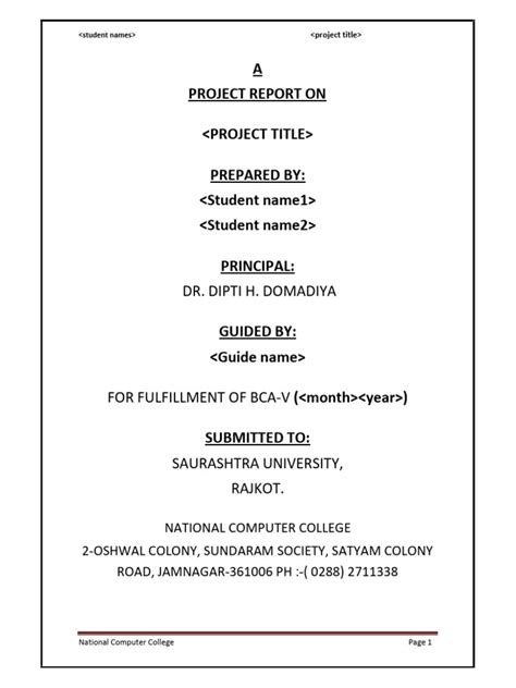 Project Template Bca Final Pdf Computer Engineering Computing