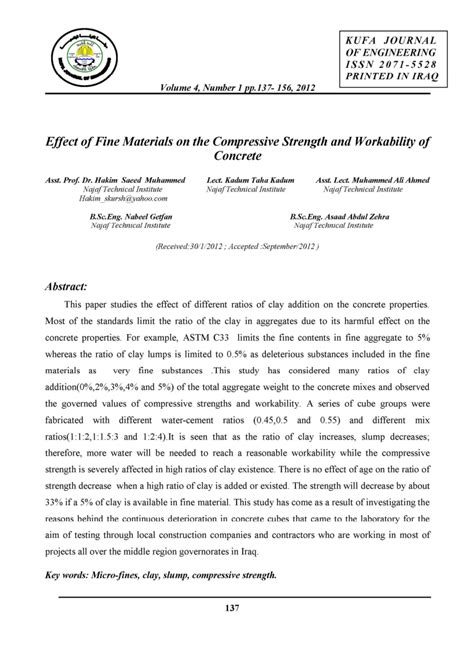 Pdf Effect Of Fine Materials On The Compressible Strength And Workability Of Concrete