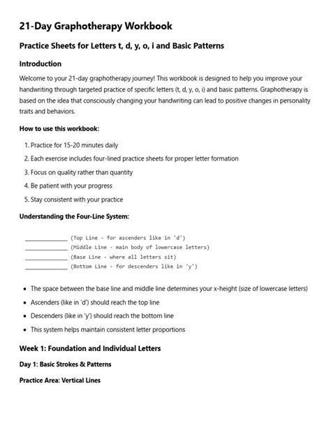 21 Day Graphotherapy Workbook Pdf Graphology Area