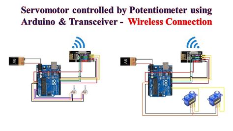Servomotor Controlled By Potentiometer Using Arduino And Transceiver Wireless Connection Youtube