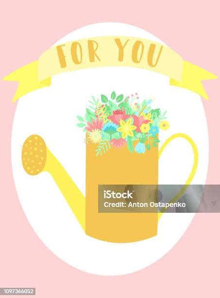 꽃 리본 비문의 부케와 물을 수의 벡터 이미지 해피 홀리데이 봄 여름 인사말 카드 포스터 배너 어린이 대 손으로 그린 부활절