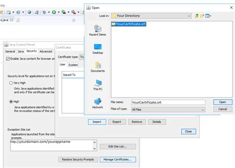 Java Self Signed Certificate Imported To Trusted List Before Hand Will