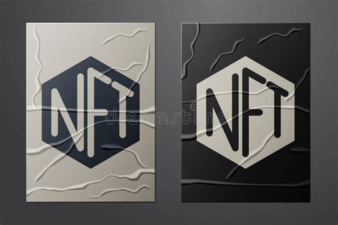 White Nft Digital Crypto Art Icon Isolated On Crumpled Paper Background Non Fungible Token