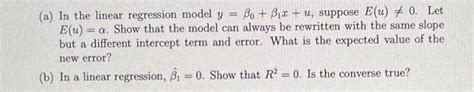 solved a in the linear regression model y β0 β1x u