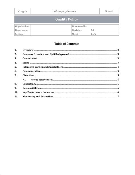 Iso 9001 Qms Quality Policy Template N Iso Templates And Documents Download