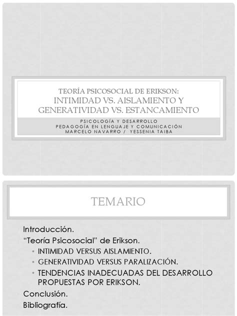 Teoría Psicosocial De Erikson Pdf Adultos Sicología
