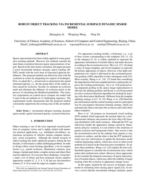 Pdf Robust Object Tracking Via Incremental Subspace Dynamic Sparse Model