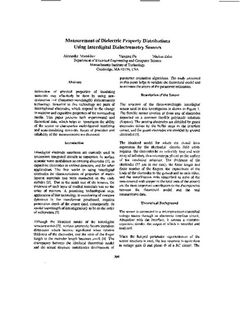 Pdf Measurement Of Dielectric Property Distributions Using Interdigital Dielectrometry Sensors