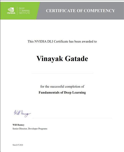 Vinayak Gatade On Linkedin Deeplearning Nvidia Certificationmilestone Professionalachievement