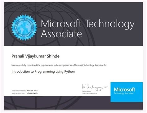 Pranali Shinde On Linkedin Python Microsoft Certificateofcompletion