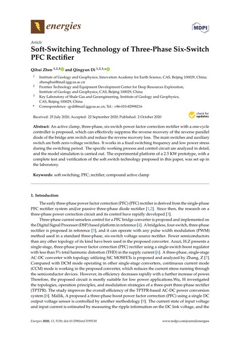 Pdf Soft Switching Technology Of Three Phase Six Switch Pfc Rectifier