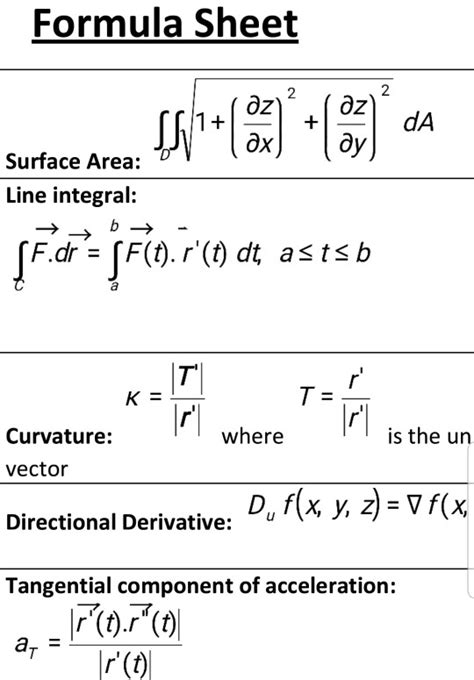 Vector Formula Sheet At Collection Of Vector Formula Sheet Free For Personal Use