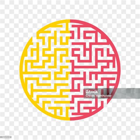 색상 둥근 미로 다른 색상으로 칠합니다 어린이와 성인을위한 게임 아이들을위한 퍼즐 미로 수수께끼 투명 한 배경에 격리 된 플랫