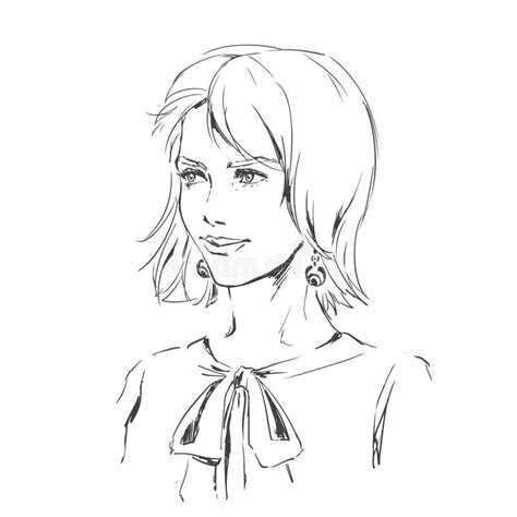 M Oda Pi Kna Kobieta Moda Portret Sketch Mody Twarz Ilustracja Wektor