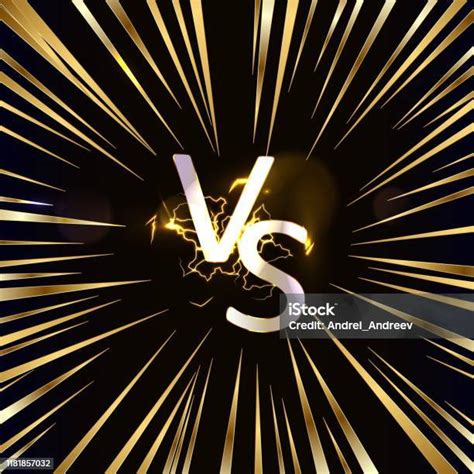 번개와 배경에 Vs 문자 벡터 일러스트레이션 과 비교 대결 Vs의 포스터 기호입니다 검은 색 배경에 벡터 그림 Championship에 대한 스톡 벡터 아트 및 기타 이미지
